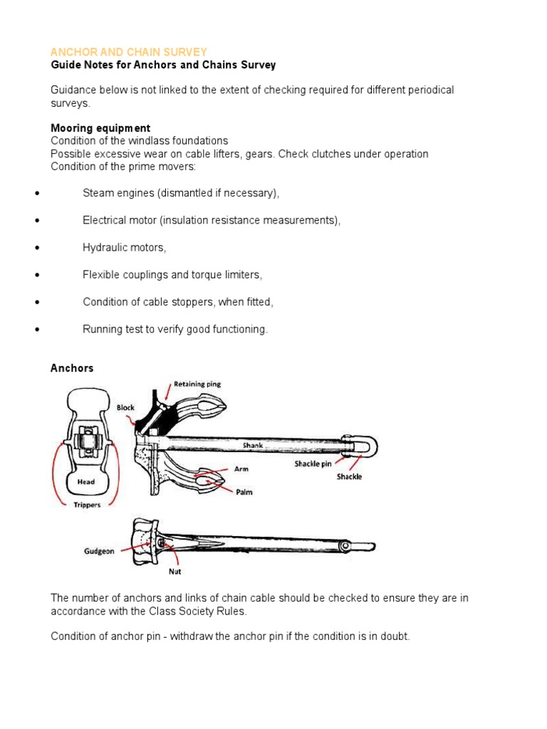 Guide Notes For Anchors and Chains Survey | PDF | Anchor | Welding