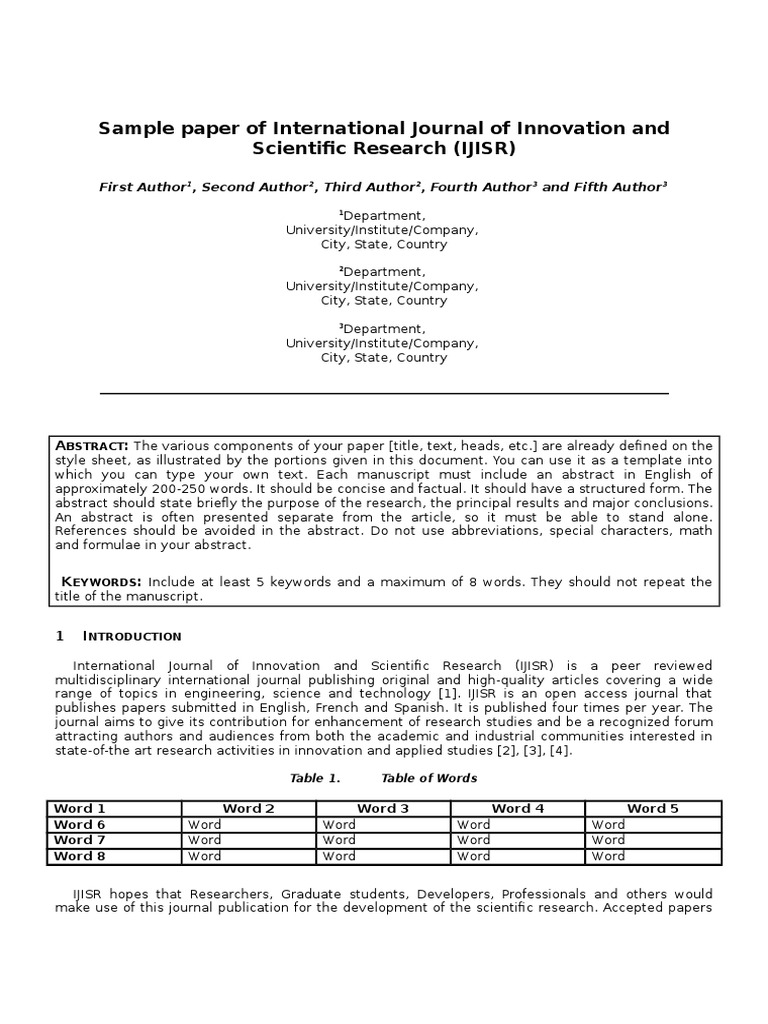 Sample Paper of International Journal of Innovation and Scientific ...