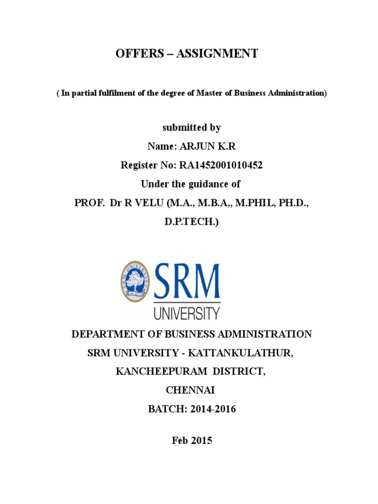 MBA Assignment on Types and Characteristics of Offers | PDF | Offer And ...