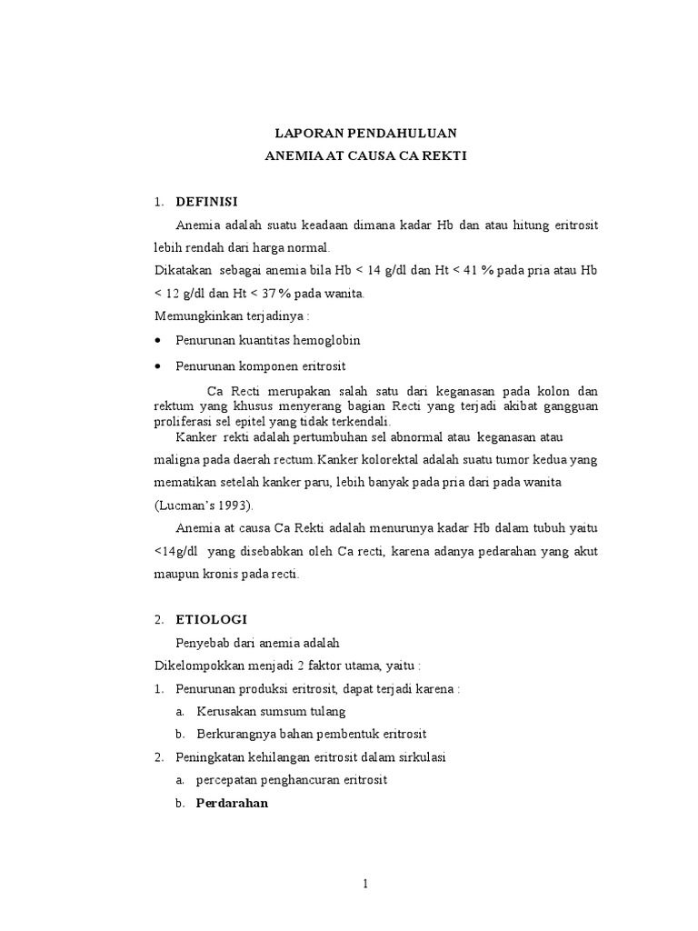 ASKEP ANEMIA Ca Recti | PDF
