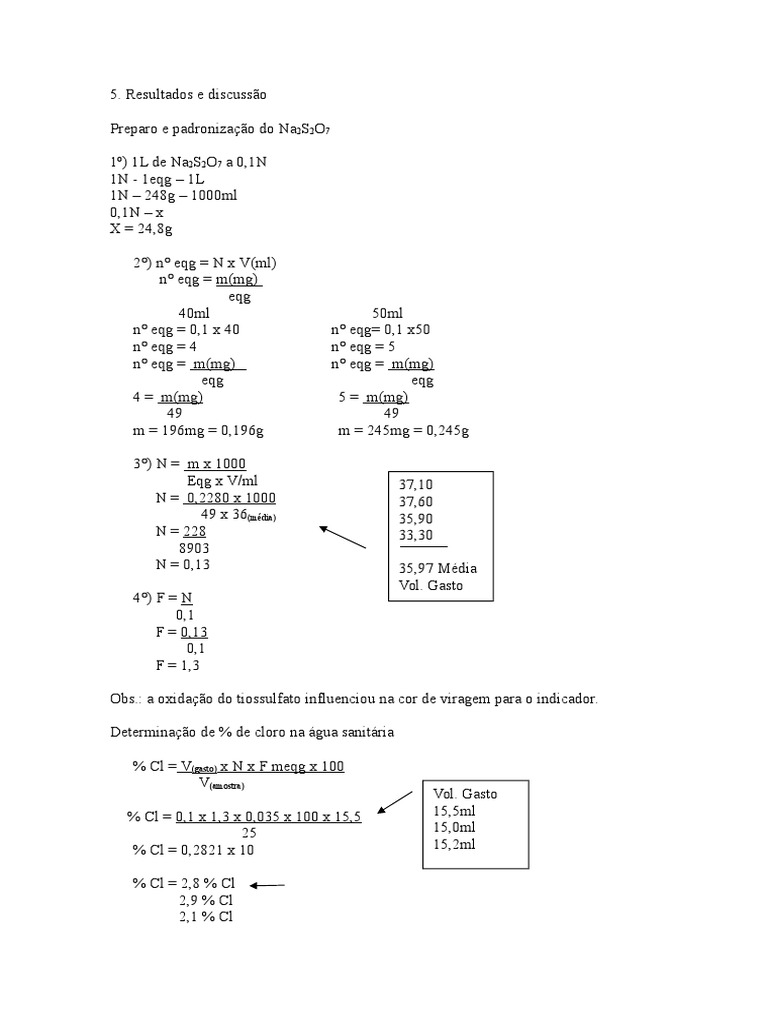 Relatório - Iodometria 2 | PDF | Titulação | Química