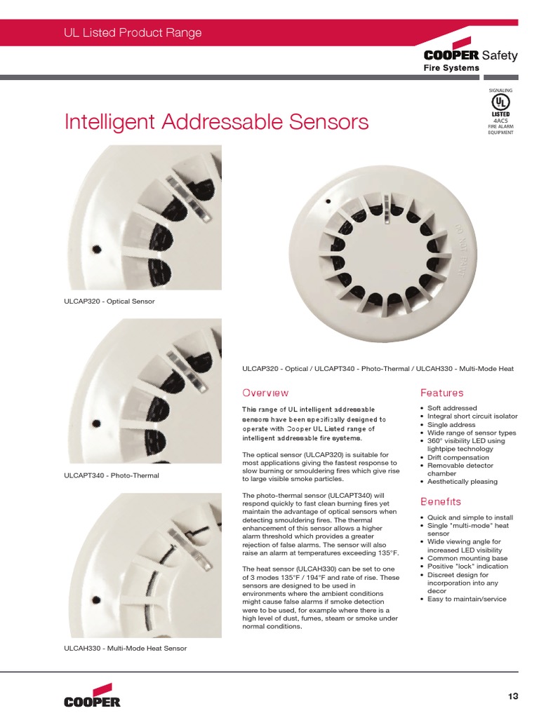 Intelligent Addressable Sensors: UL Listed Product Range | PDF ...