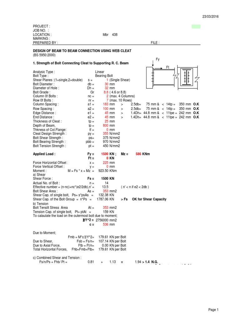 Beam Connection Design with Cleats | PDF | Technology & Engineering