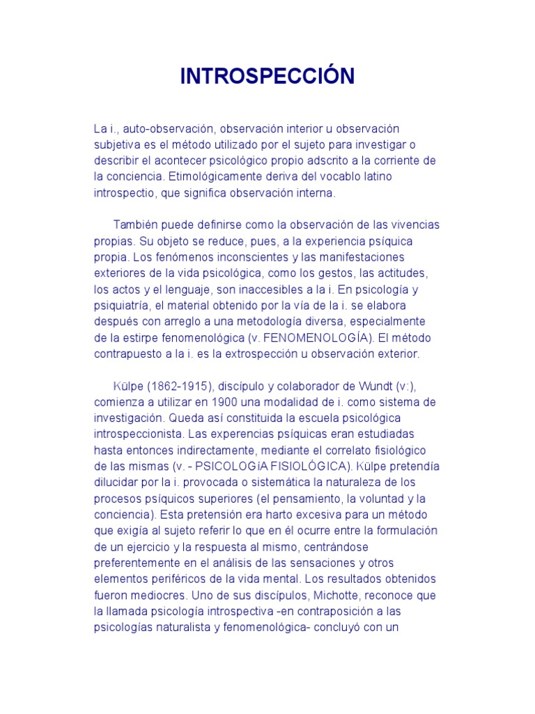 INTROSPECCIÓN | Psicología | Science