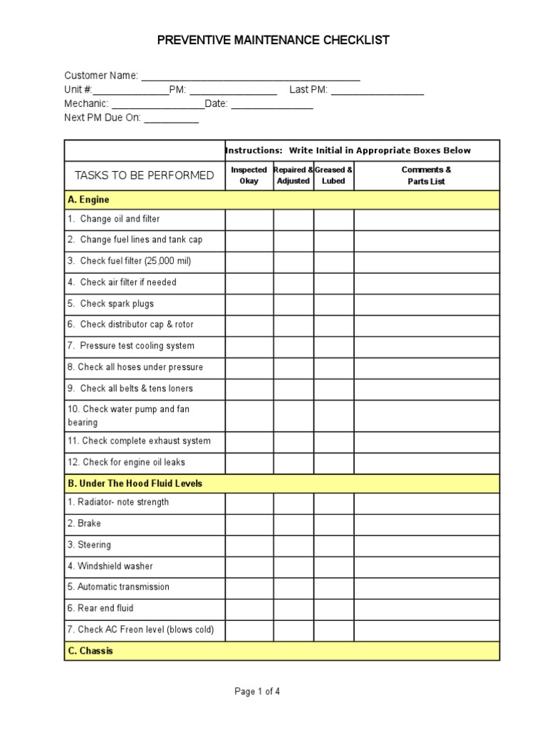 Sample PM Checklist | PDF | Elevator | Transmission (Mechanics)