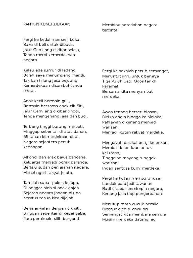 Pantun Merdeka | PDF