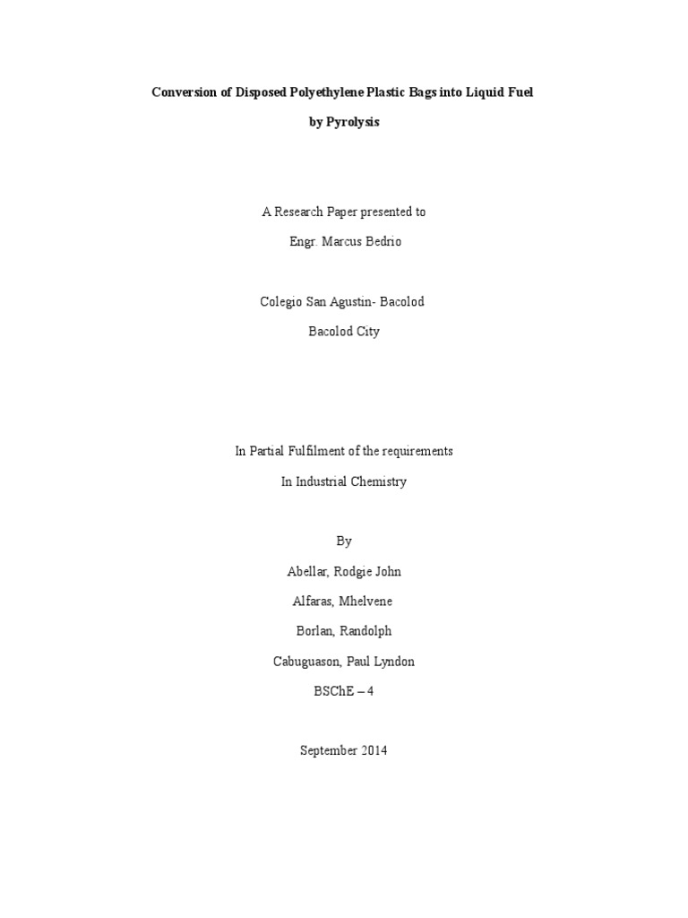 Pyrolysis of Waste Plastics | PDF | Pyrolysis | Plastic