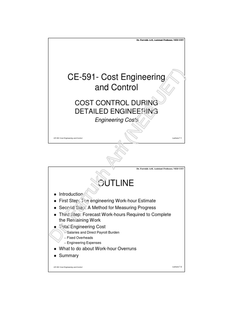 Cost Control During Detailed Engineering | PDF | Cost Accounting ...