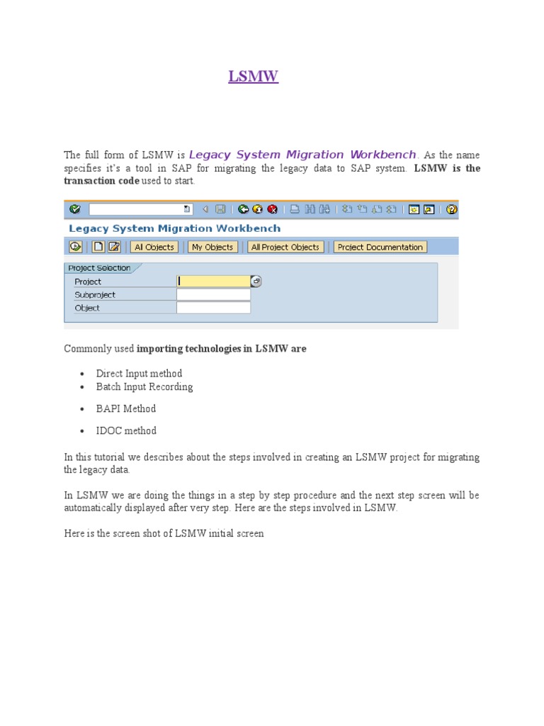 Legecy System Migration Workbench LSMW | PDF | Information Technology Management | Computer ...