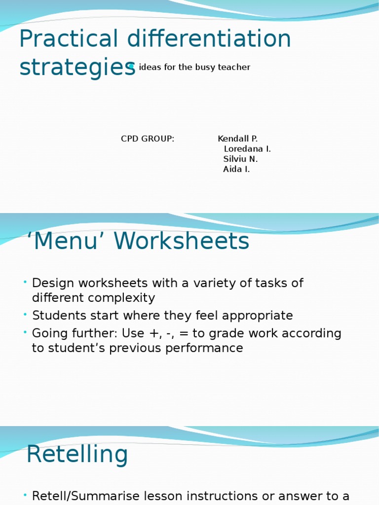 Practical Differentiation Strategies: Ideas For The Busy Teacher | PDF ...