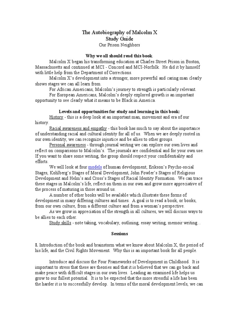 The Autobiography of Malcolm XStudyGuide | PDF | Malcolm X