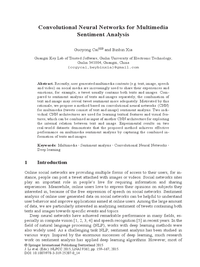 Convolutional Neural Networks For Multimedia Sentiment Analysis | PDF ...