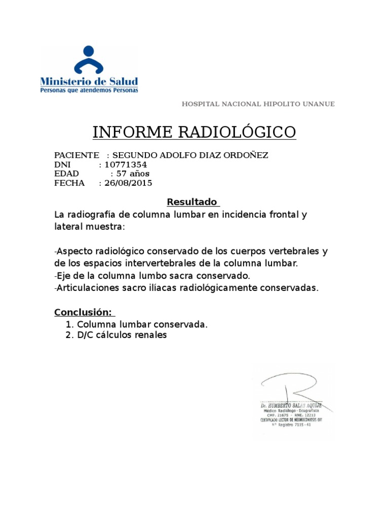 Informe Radiologico