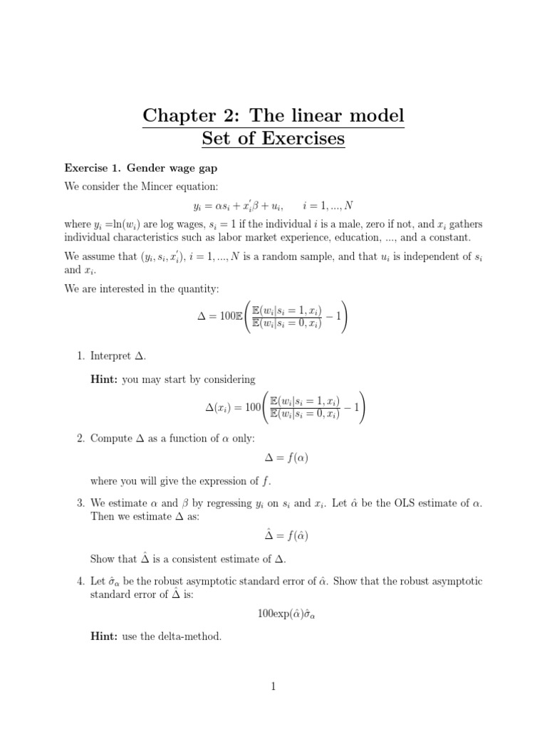 Chapter 2 - The Linear Model | PDF | Ordinary Least Squares ...