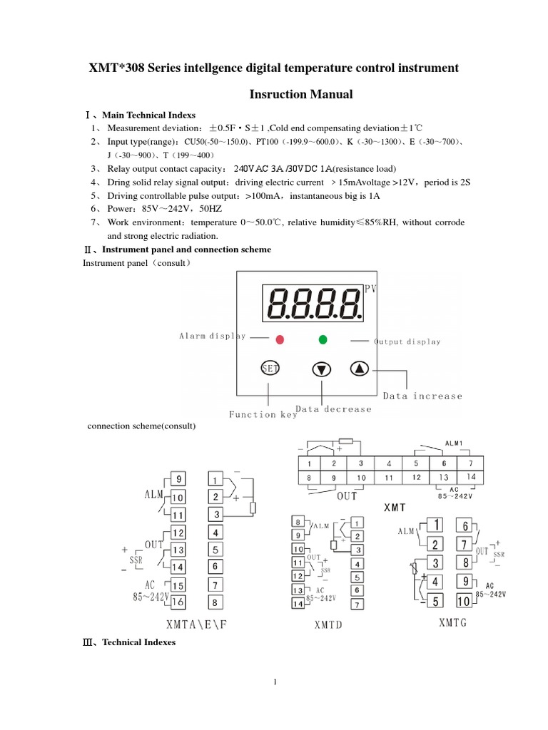 An Instruction Manual for the XMT*308 Series Intelligent Digital Temperature Control Instrument ...