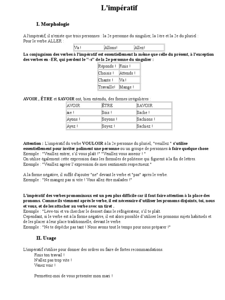 Imperatif | PDF