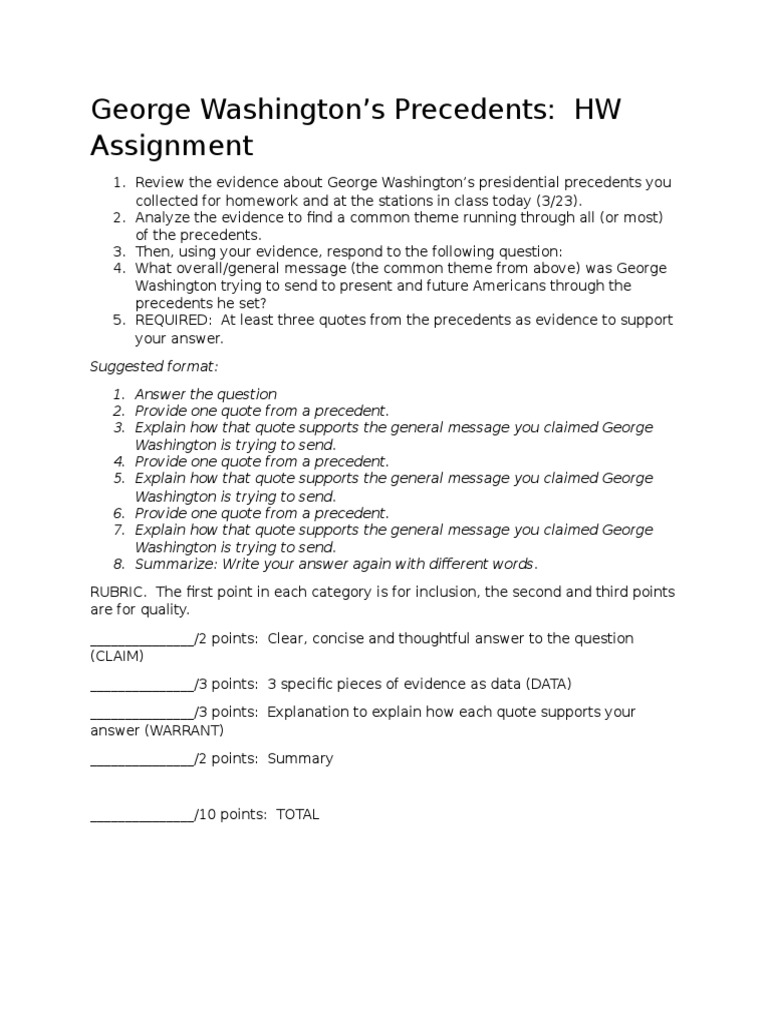 Washington's Presidential Precedents | PDF | Politics | Science ...