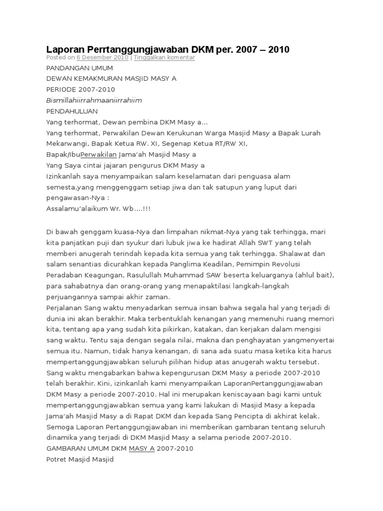 Contoh LPJ DKM 4 | PDF