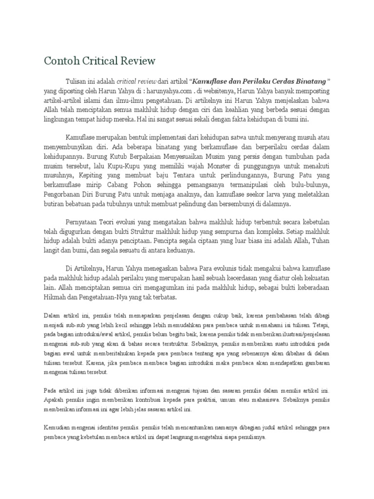 Contoh Critical Review | PDF
