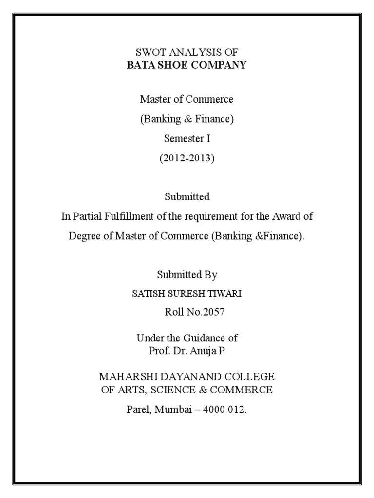 Bata Shoe Company SWOT ANALYSIS Scribd | PDF | Expense | Test (Assessment)