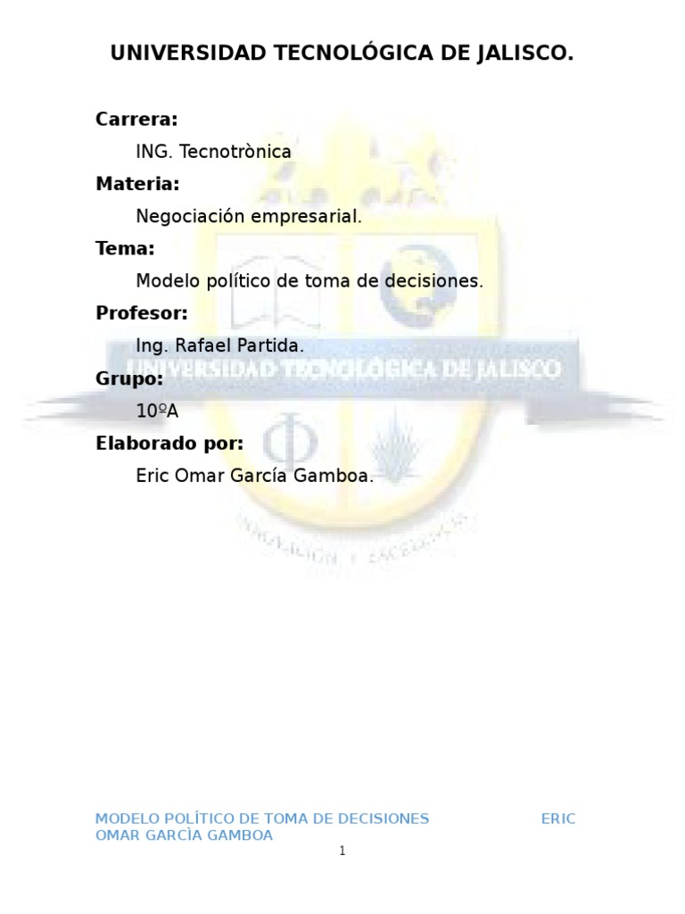 Modelo Político para La Toma de Desiciones | PDF | Toma de decisiones ...