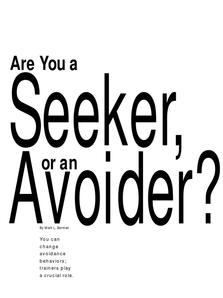 Are You A Seeker or An Avoider, Berman (2002) | PDF | Leadership ...