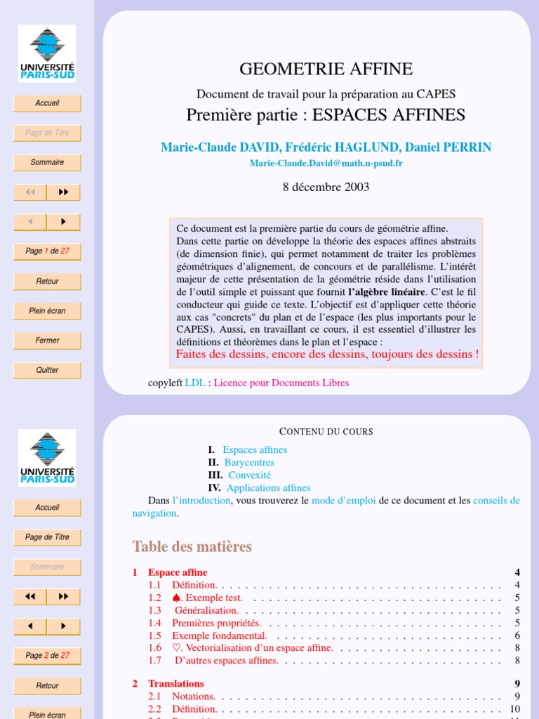 Introduction à la géométrie affine | PDF | Espace vectoriel | Plan ...