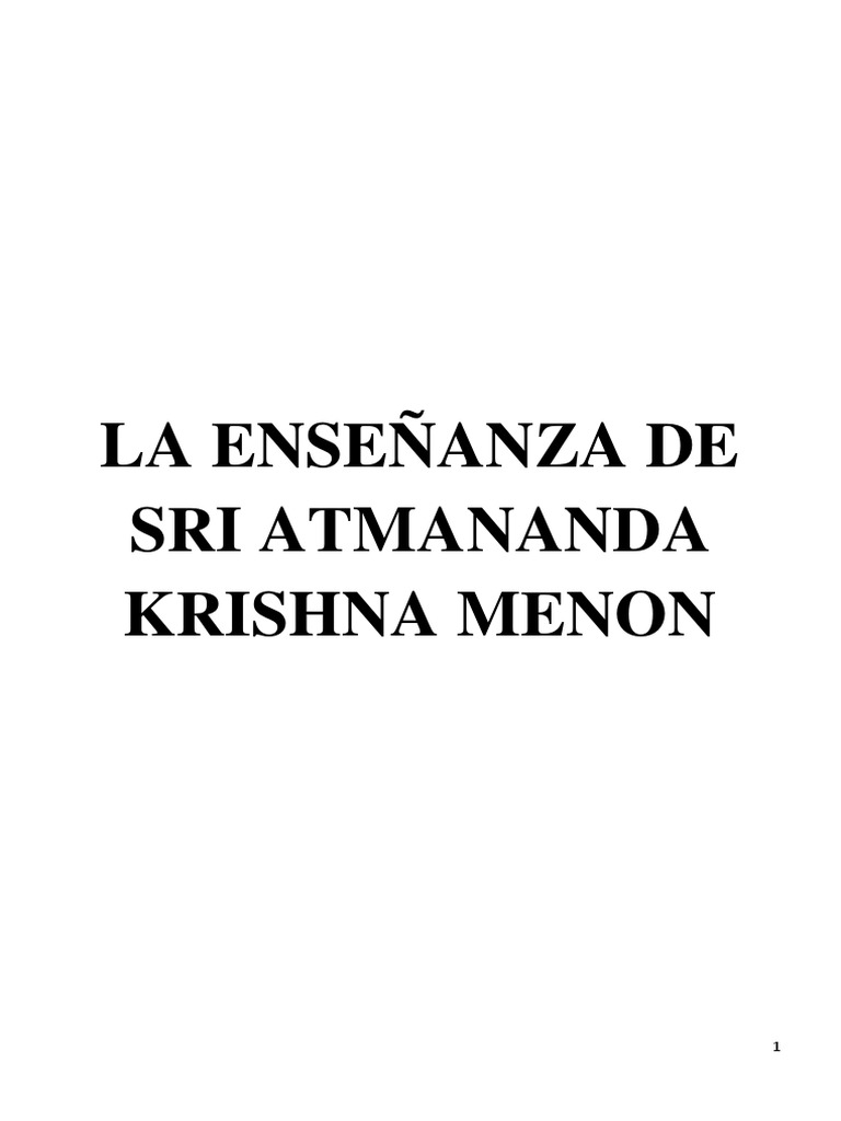 La Enseñanza de Sri Atmananda Krishna Menon | PDF | Verdad | Conocimiento