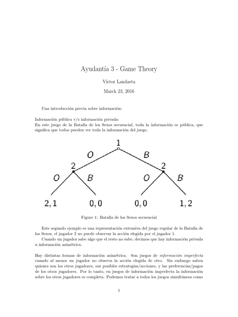 Ay3 GT, Informacion Imperfecta e Incompleta | PDF | Juego de azar | Ocio
