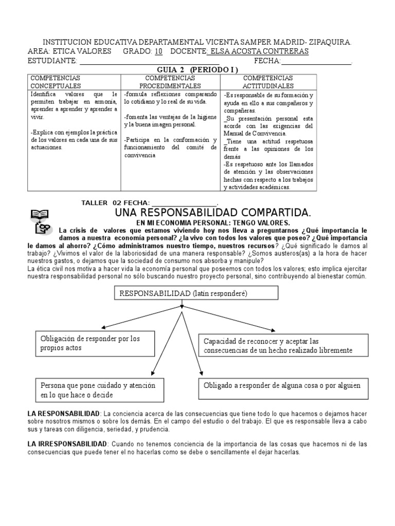 Guia 2 Etica y Valores Decimo I Periodo | PDF | Dignidad | Science
