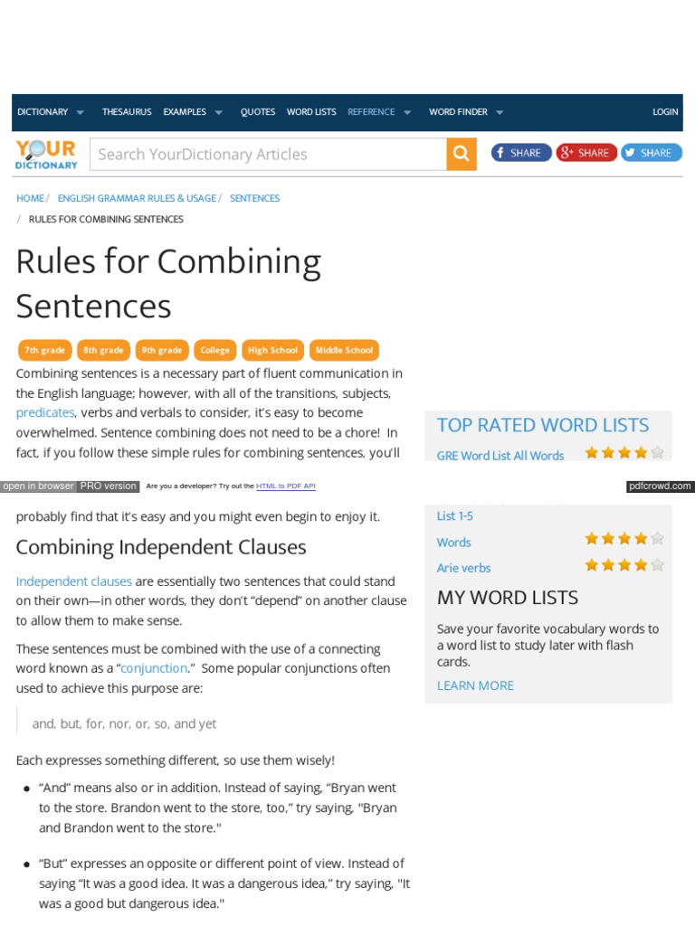 Grammar Yourdictionary Com | PDF | Sentence (Linguistics) | Clause