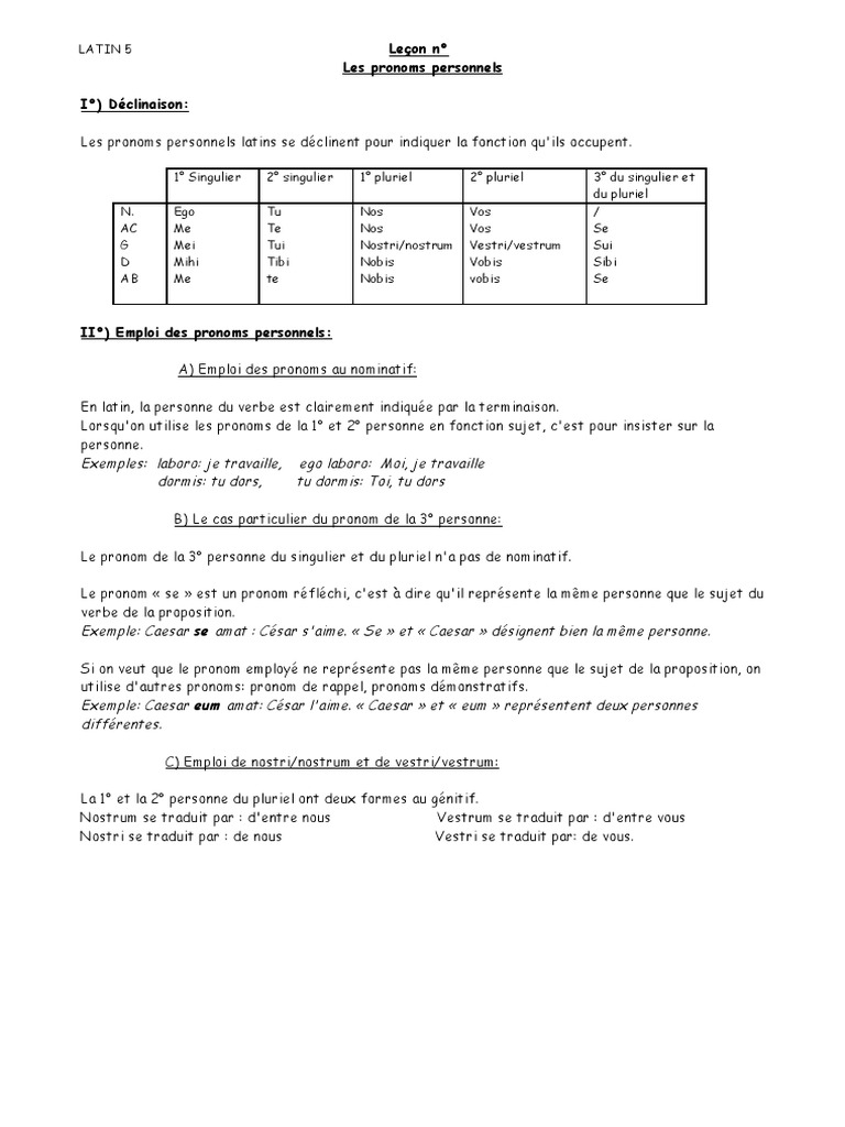 Les Pronoms Personnels | PDF
