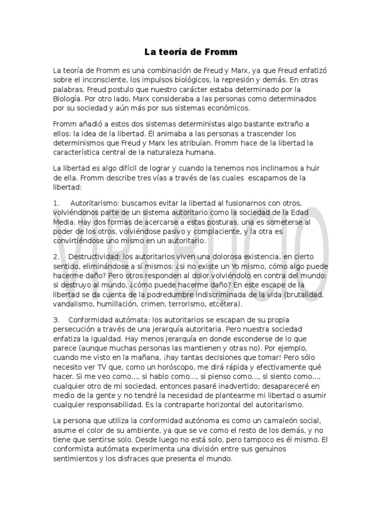La Teoría de Fromm | PDF | Simbiosis | Sigmund Freud