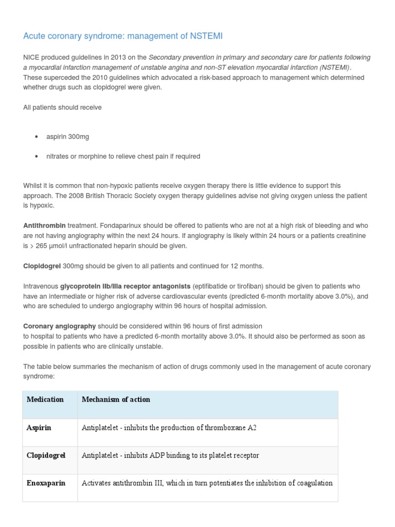NSTEMI Management Guidelines | PDF