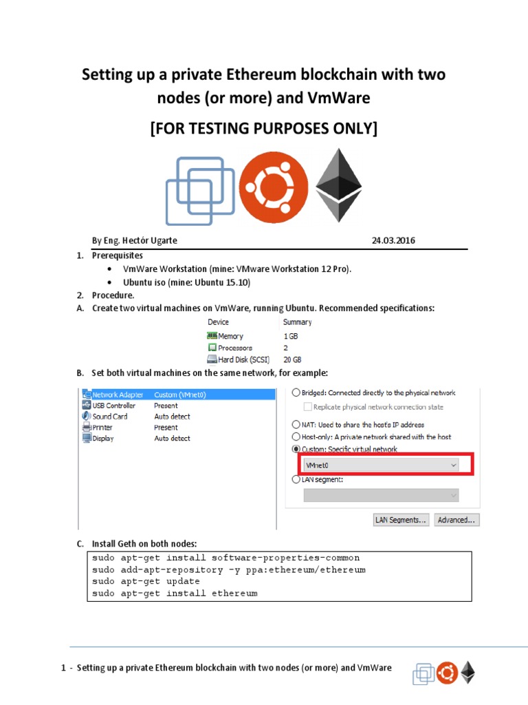 Setting Up A Private Ethereum Blockchain With Two Nodes Pdf Blockchain Database Node
