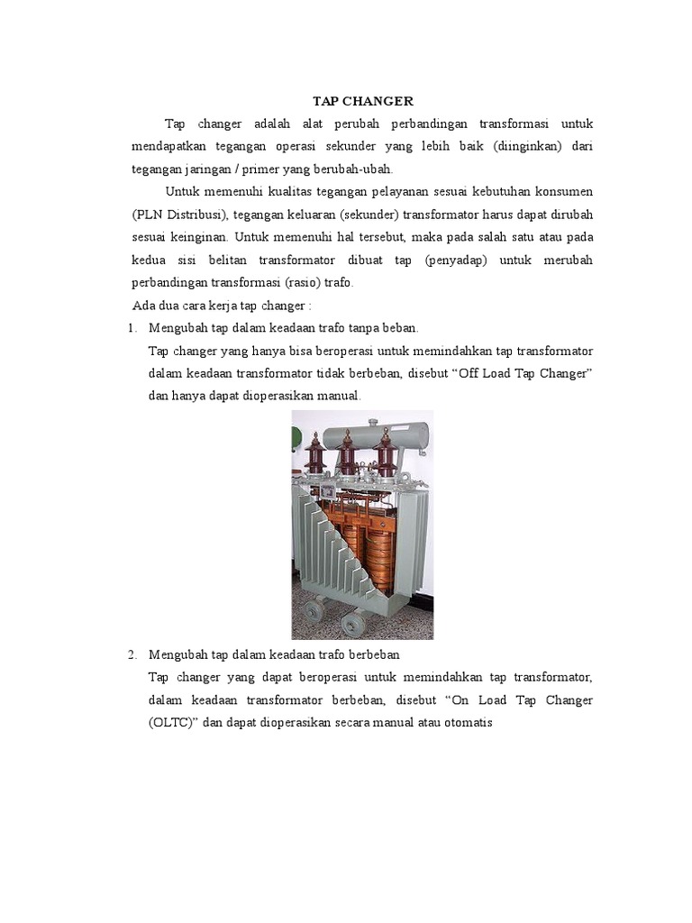Fungsi dan Jenis Tap Changer Trafo | PDF