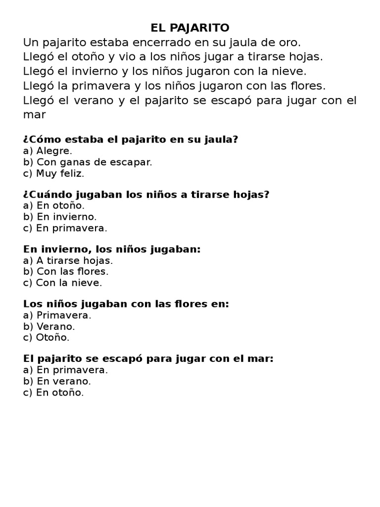 Cuentos Infantiles con Preguntas | PDF | Caperucita Roja | Plantas