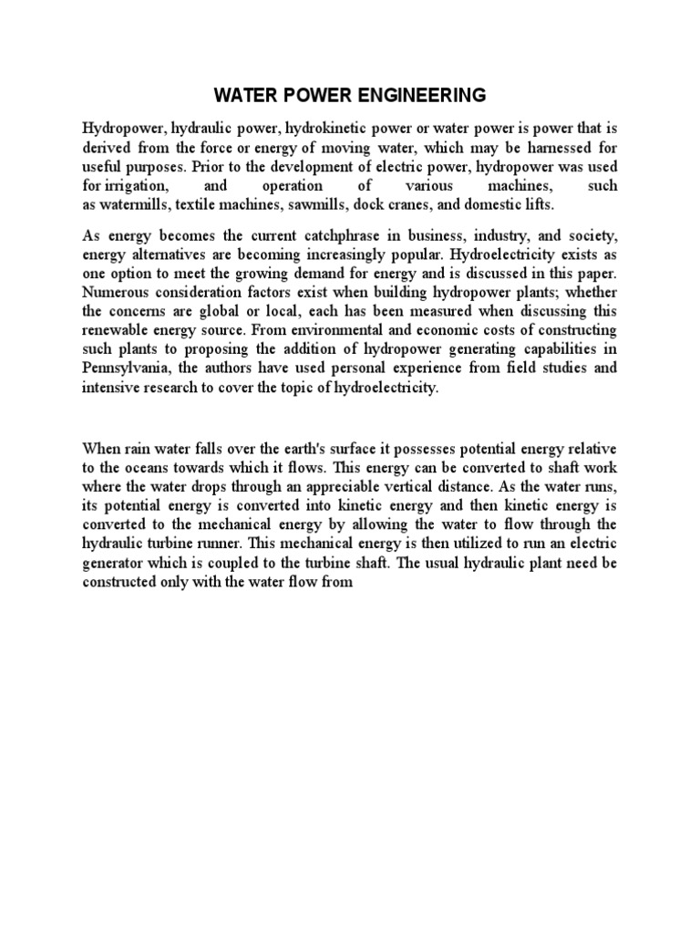 Water Power Engineering | PDF | Hydroelectricity | Water Resources