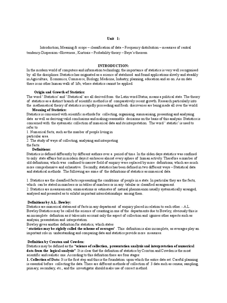 M.pharmacy Statistics Notes | PDF | Skewness | Coefficient Of Variation