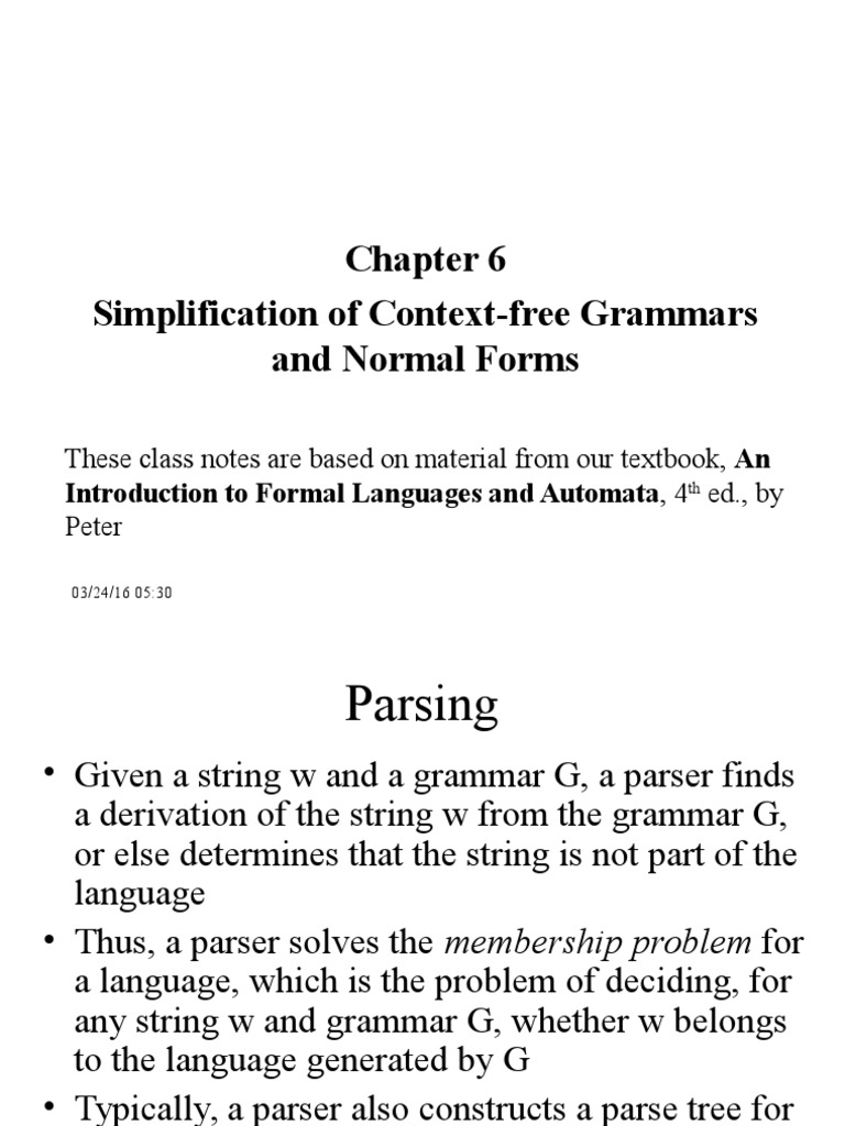 Normal Forms | PDF | Parsing | Formalism (Deductive)