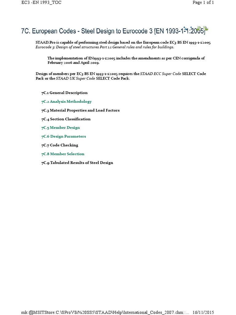 EC3 Design (Staad Manual) | PDF | Buckling | Bending