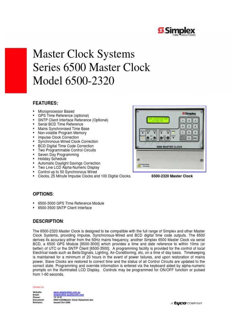 6500 2320master Clock Datasheet | PDF | Clock | Global Positioning System