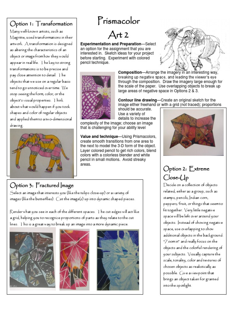 Colored Pencil Handout 3 Options + Rubric | PDF | Composition (Visual ...