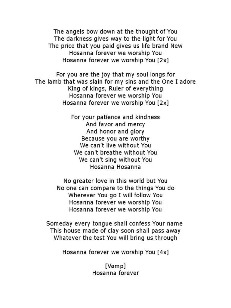 Hosanna Lyrics | PDF