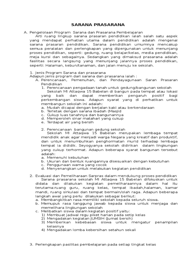 Perencanaan Sarpras | PDF