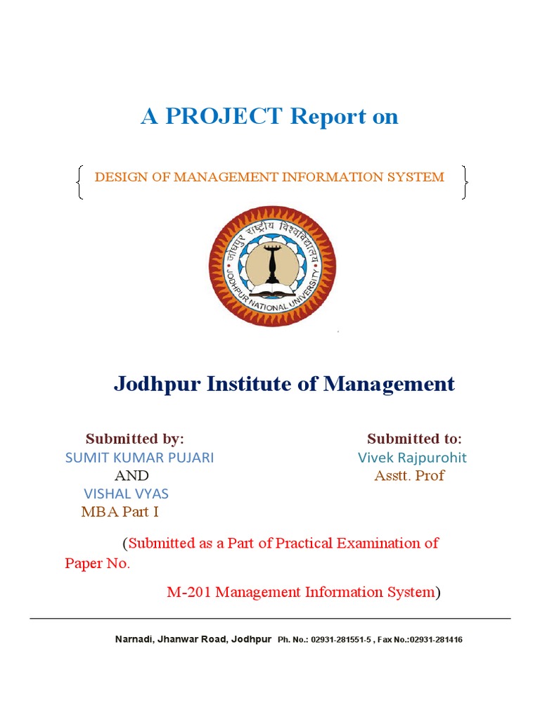 Report On Design of Management Information System | PDF | Databases ...