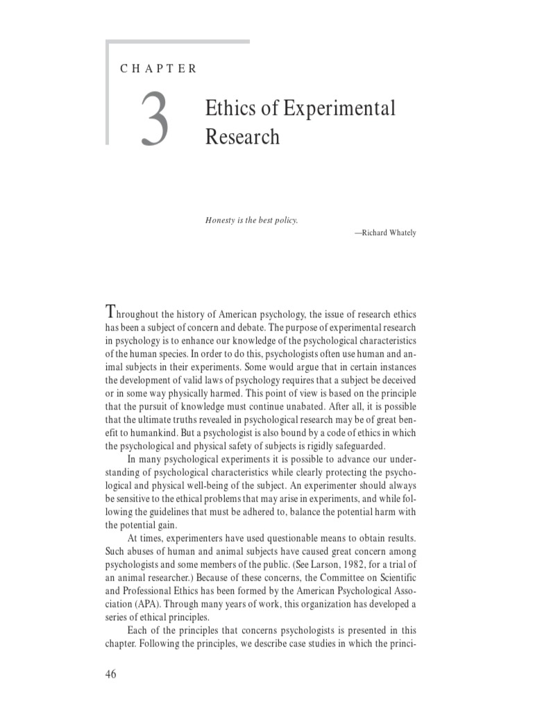 Ethics in Experimental Psychology | PDF | Informed Consent | American ...
