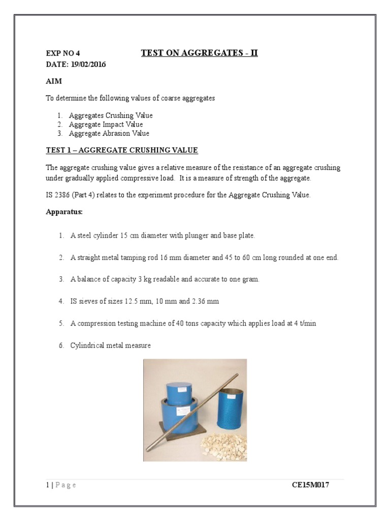 Coarse Aggregate Testing Procedures | PDF | Wear | Construction Aggregate