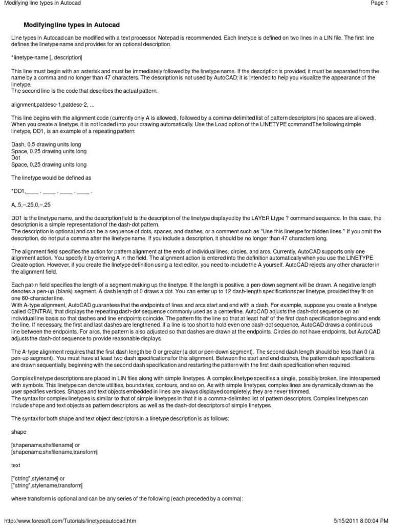 Modifying Line Types in Autocad - ACAD | Download Free PDF | Shape ...