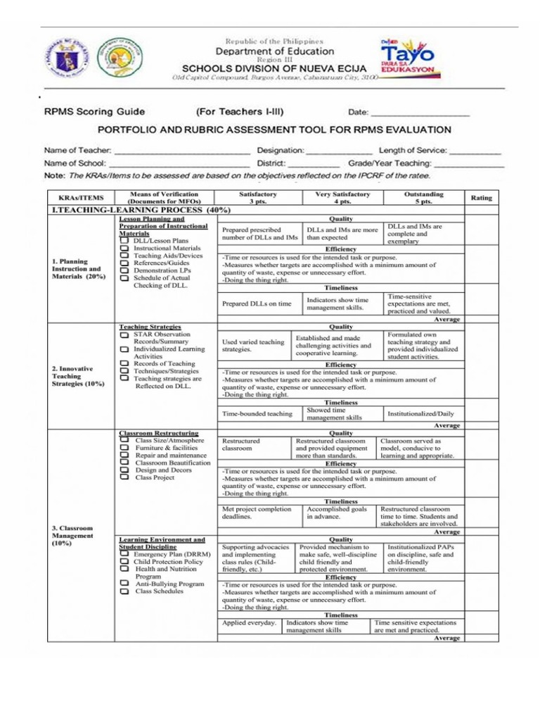 Rpms Scoring Guide | PDF